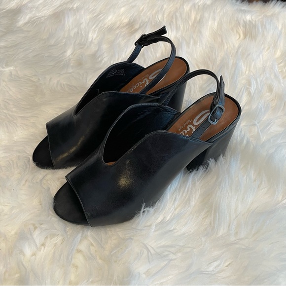 Sbicca | Shoes | Sbicca Vintage Collection Black Leather Heeled Mules ...